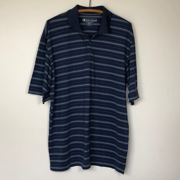 Pebble Beach | Shirts | Pebble Beach Performance Polo Shirt Navy Stripe ...